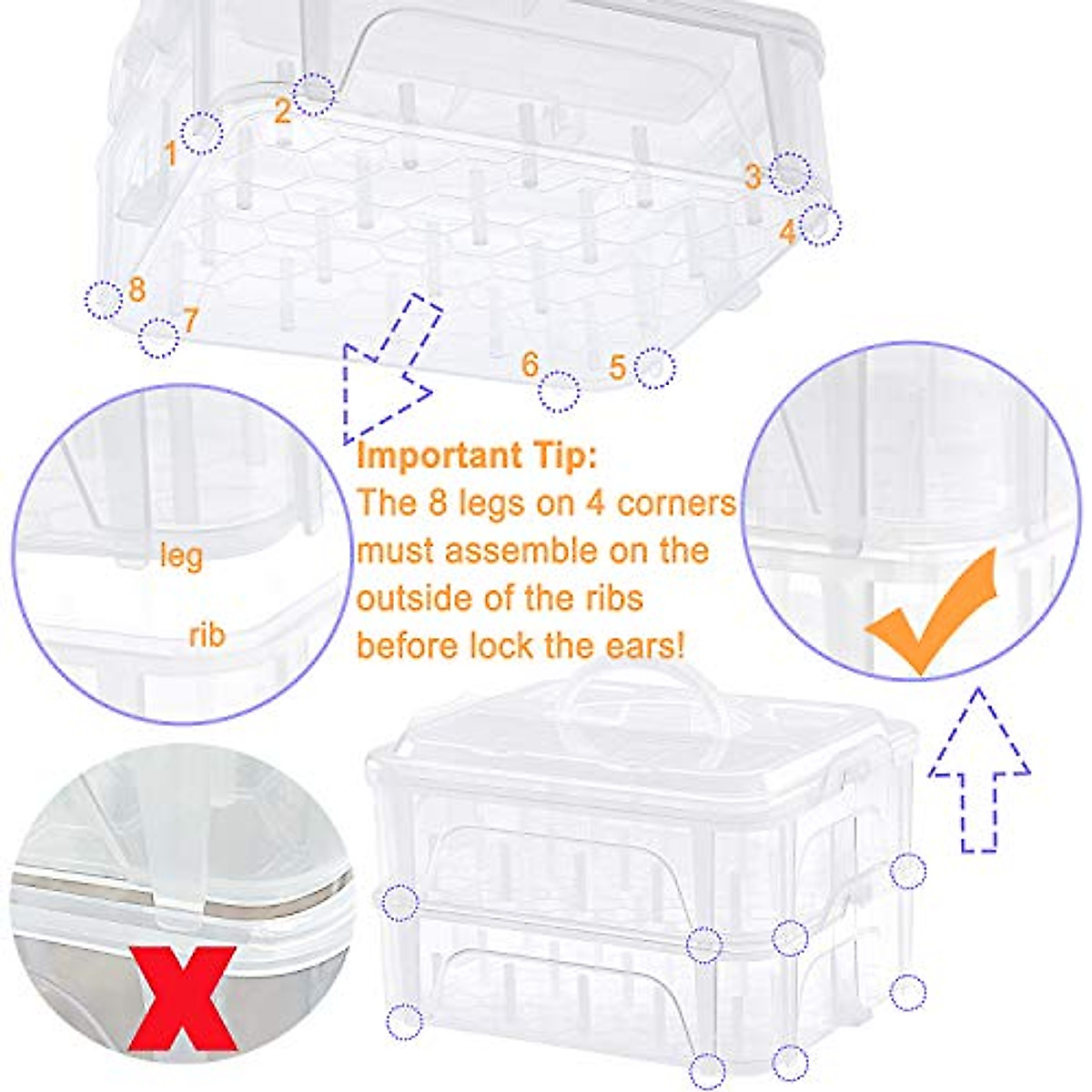New brothread 4 Layers Stackable Clear Storage Box/Organizer for Holding 80 Spools Home Embroidery & Sewing Thread and Other Embroidery Sewing Crafts (Spool Size Requirement: H≤2.2"; W≤1.69")