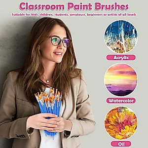 126 Pcs Small Paint Brushes Bulk, Kids Paint Brushes with Flat and Round Pointed Paint Brushes Set, Craft Brushes for Classroom Acrylic Oil Watercolor Canvas Face Painting