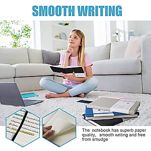 EMOMAS Lined Journal Notebook, (Black), 160 Pages, Medium 5.7 inches x 8 inches - 100 gsm Thick Paper, Hardcover