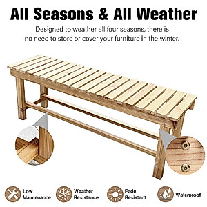 YangAera 120cm Outdoor Garden Benches Weatherproof Patio Bench Two-Person Seat Backless Bench Wood Bench with Slatted High Temperature Bench for Front Porch Backyard (Upgraded to Prevent Fading)