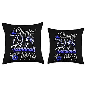 Made In 1944 Gifts 79 Years Old Birthday Queen Womens Chapter 79 Fabulous Since 1944 79th Birthday Queen Throw Pillow, 16x16, Multicolor