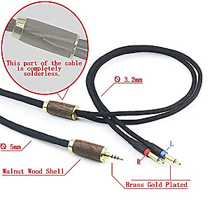 NewFantasia 2.5mm Trrs Balanced Male 6N OCC Copper Silver Plated Cord 2.5mm Balanced Cable Compatible with Denon AH-D7200 AH-D7100 AH-D9200 AH-D5200, for Focal Elear Headphone Walnut Wood Shell