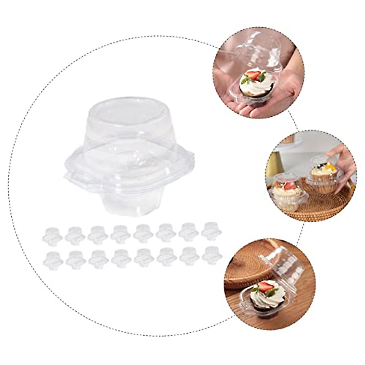 UPKOCH 20pcs Cupcake Package Boxes Cupcake Box Disposable to Go Containers Mini Paper Cups Plastic Container with Lid Cake Carrier Mini Cupcake Container Plastic Mooncake Case Single