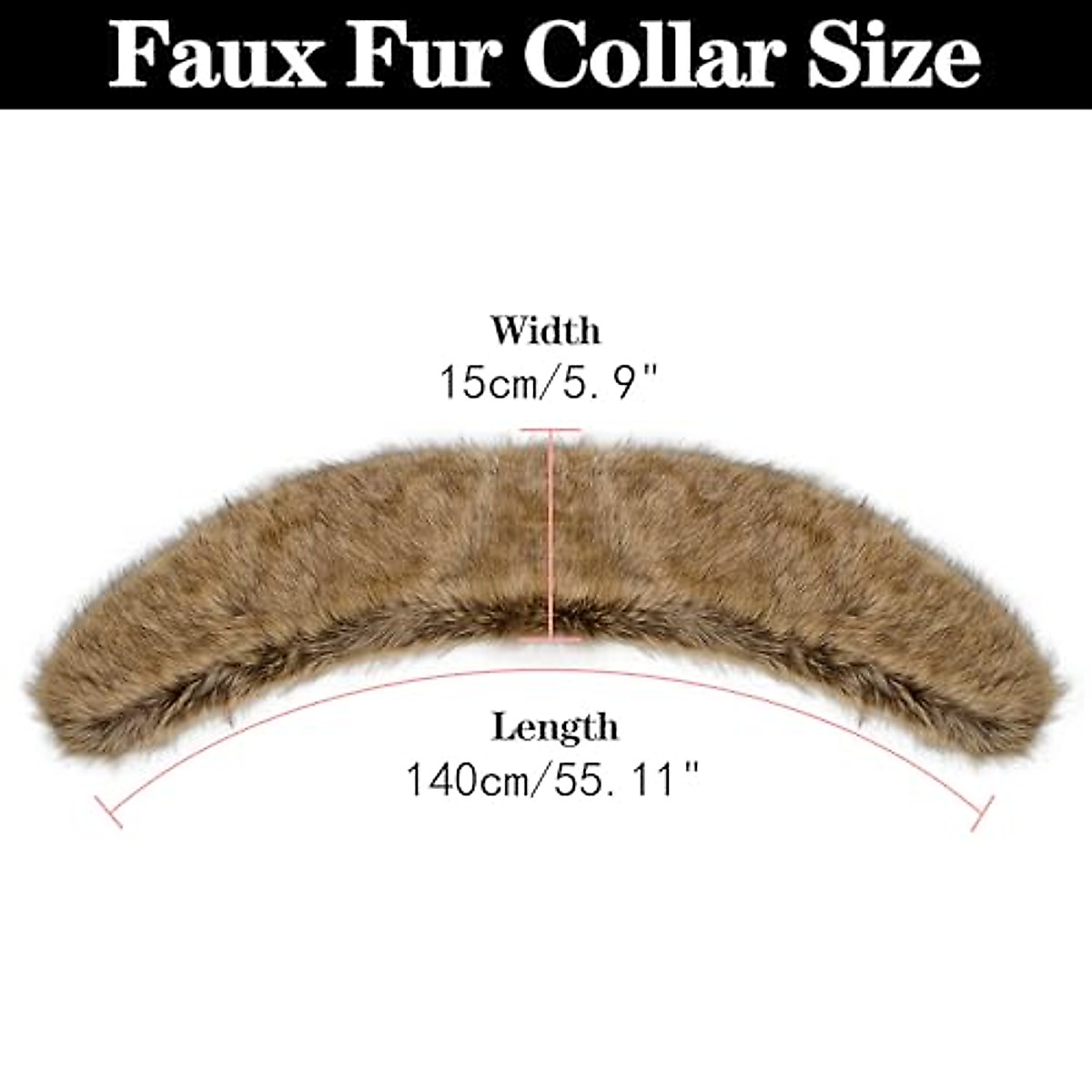 Dikoaina Extra Large Women's Faux Fur Collar for Winter Coat,Raccoon,120cm