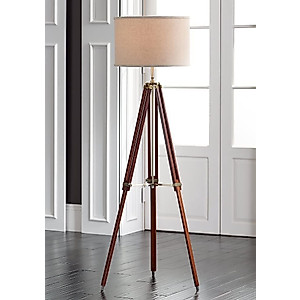 Cherry Finish Wood Surveyor Tripod Floor Lamp