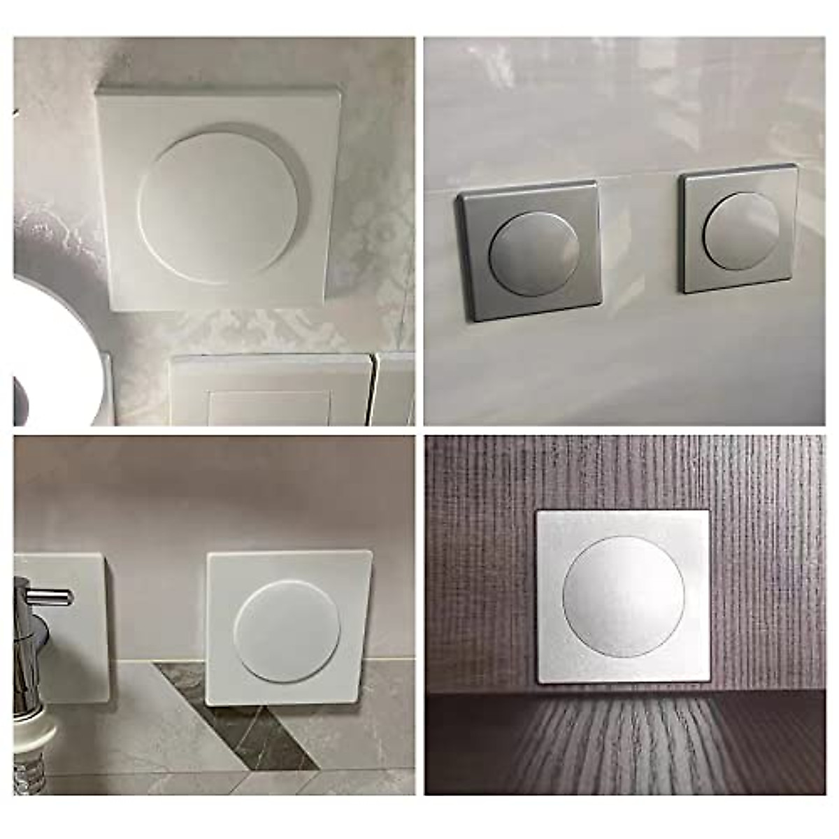 2 Pcs Pipe Wall Covers,Wall Split Flange,Wall ​Hole Decorative Cover,Wall Split Square Escutcheon Plate ABS Plastics Self-Adhesive Pipe Plate Covers,(50mm)