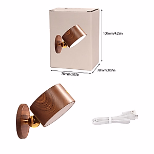 Leapair Wooden LED Wall Sconce, Wall Mounted Lamp,Wooden Night Light with Rechargeable Battery Operated 360°Rotate Magnetic Ball, Cordless Wall Light for Reading