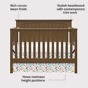 Child Craft Sheldon 4-in-1 Convertible Crib, Baby Crib Converts to Day Bed, Toddler Bed and Full Size Bed, 3 Adjustable Mattress Positions, Non-Toxic, Baby Safe Finish (Cocoa Bean Brown)