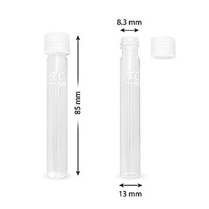 85mm Glass Test Tubes with Leak-Proof Screw Caps and 5 ml Marking, Set of 6, Ideal for Aquarium Water Tests, by Tililly Concepts