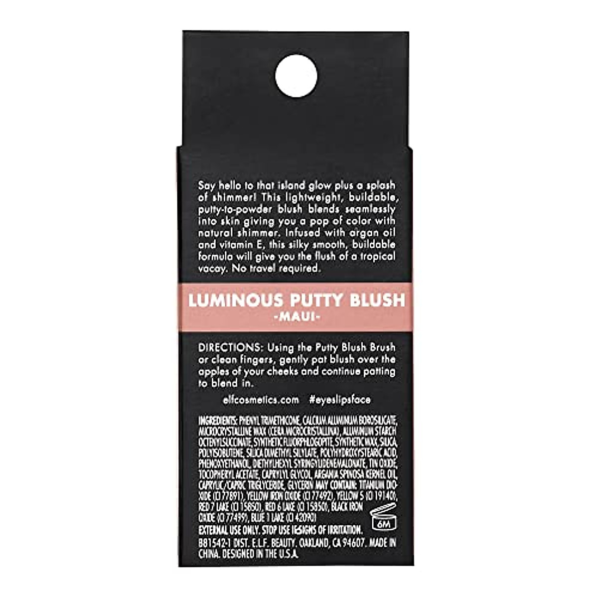 e.l.f. Luminous Putty Blush, Putty-to-Powder, Buildable Blush With A Subtle Shimmer Finish, Highly Pigmented & Creamy, Vegan & Cruelty-Free, Maui