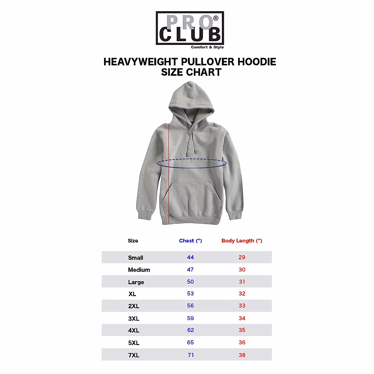 Pro Club Men's Heavyweight Pullover Hoodie (13oz), Charcoal, 4X-Large