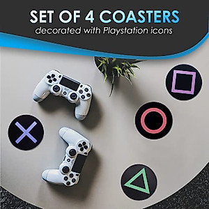 Paladone PlayStation Metal Drink Coasters - Set of Four - Game Room Decor