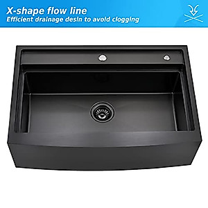 33 Inch Farmhouse Kitchen Sink Splash Guard Workstation Black - 33 inch Black Stainless Steel Apron Front Farmhouse Sink Workstation Kitchen Sink Single Bowl 16 Gauge Stainless Steel Farm Sink
