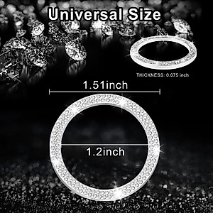 LivTee 2 PCS Crystal Double Rhinestone Car Engine Start Stop Decoration Ring, Bling Car Interior Accessories for Women, Push to Start Button Cover/Sticker, Key Ignition & Knob Bling Ring, White