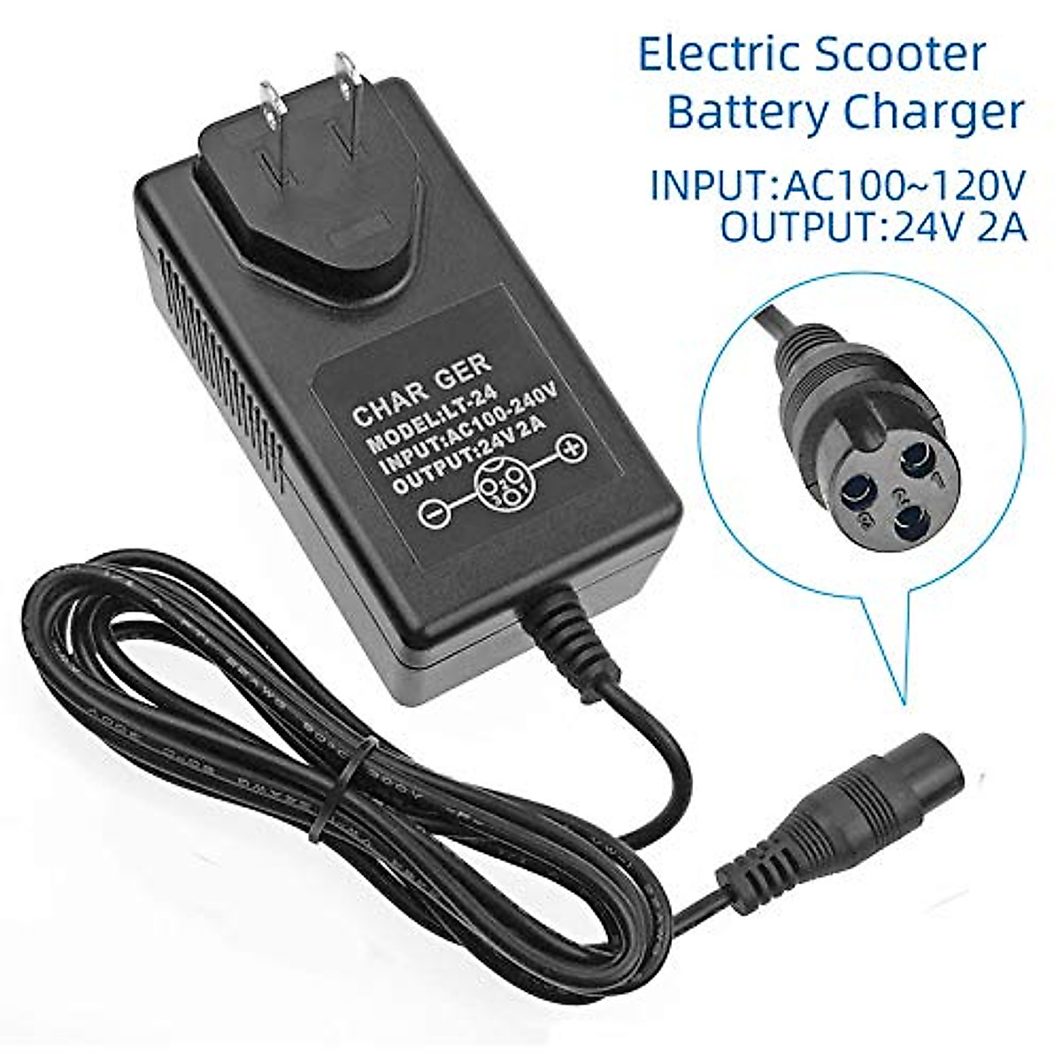 24V 2A Electric Battery Charger for Razor Scooter Charger, Dirt Bike E100 E200 E300 E125 E150 E500 PR200 & mx350 Pocket Pocket Mod,Sports Mod & Dirt Quad Battery Charger