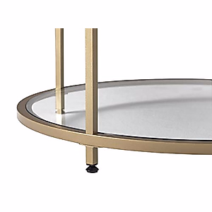 Studio Designs Home Camber 2-Tier Modern 38" Round Coffee Table in Gold/Clear Glass