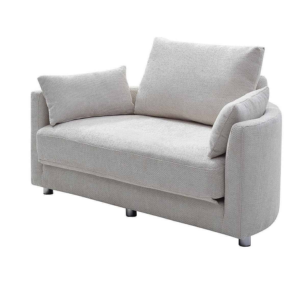 Holaki Foldable Sofa Bed, Folding Sleeper Couch Circular Floor Sofa Bed with 3 Pillows, Multi-Functional Futon Couch Convertible Loveseat Sofa Lazy Sofa Couch for Balcony Living Room (Beige)