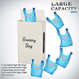 Jolensoy Grocery Bag Holder Plastic Bag Holder Wall Mount Trash Bag Holder Easy-Access Opening for Home Kitchen Organization (Ivory white)