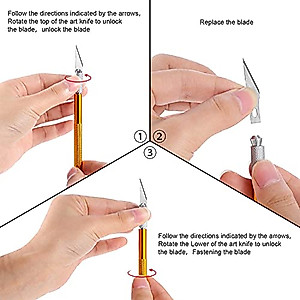 4 Pieces Craft Knife Hobby Knife with 40 Pieces Stainless Steel Blades Kit for Cutting Carving Scrapbooking Art Creation (Yellow, Red, Blue, Rose Red)