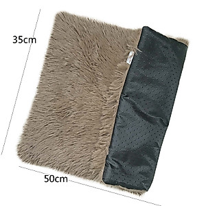 Washable Dog Crate Mattress Calming Fluffy Anxiety Dog Beds Deluxe Plush Dog Mat with Slip Bottom Small Dog Bed Back Supports for Car Seats (Sky Blue, One Size)