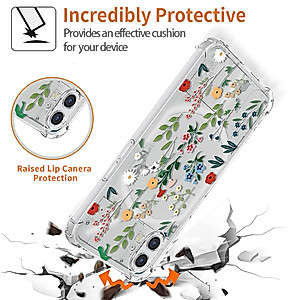 KOARWVC Case for Nothing Phone 2 Case, A065 with HD Screen Protectors, Clear with Design TPU Shock Absorption Slim Garden Floral Pattern Protective Back Cover Cases for Nothing Phone 2 Spring Floral