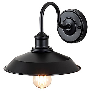 OUPAVOCS Outdoor Light with GFCI Outlet, Black Porch Light, Waterproof Exterior Barn Wall Lights Fixture with Plug, Farmhouse Sconce Wall Mount, Outside Lights for House, Garage, Patio, 2-Pack