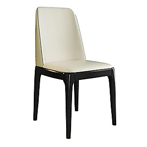 RILOOP Dining Chairs,Modern Pu Leather High Back Padded Soft Seat with Wooden Legs for Home Restaurant/White/Black