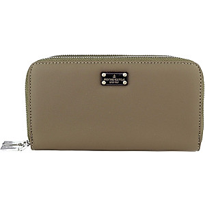 B BRENTANO Vegan Double-Zipper Wallet Clutch with Removable Wrist Strap (Olive PL)
