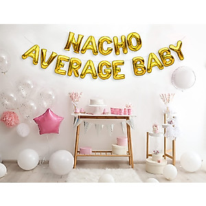 PartyForever NACHO AVERAGE BABY Balloons Banner Gold Baby Shower Party Decorations Sign