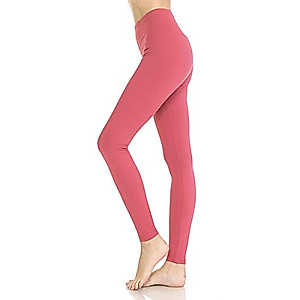 Leggings Depot HLD ActiveFlex 1" Waistband High Waisted Solid Leggings for Women (Full Length, Coral, XL)