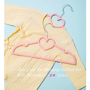 JIUXCF Kids Velvet Hangers 50 Pack, 12.8 Inch Non Slip Toddler Hangers, Ultra Slim Space Saving Childrens Hangers - 360° Swivel Hook, Cascade Design, Durable & Cute Baby Hangers (Pink