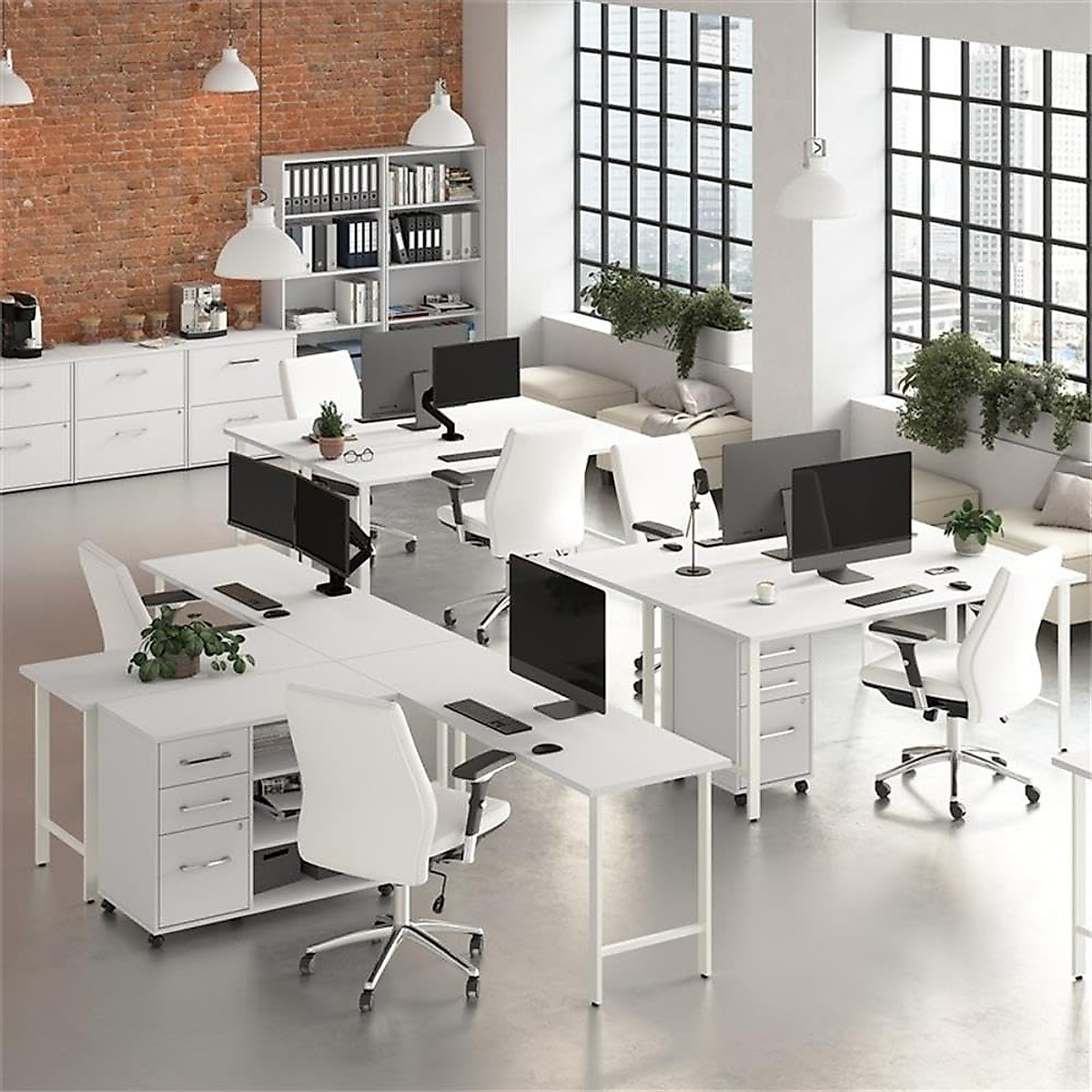 Bush Business Furniture Hustle 72W x 30D Computer Desk with Metal Legs in White, Modular Office Table for Home and Professional Workspace