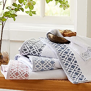 Market & Place 100% Turkish Cotton Luxury Hand Towel Set | Super Soft and Highly Absorbent | Textured Dobby Border | 550 GSM | Includes 6 Hand Towels | Nitra Collection (White/Light Grey)