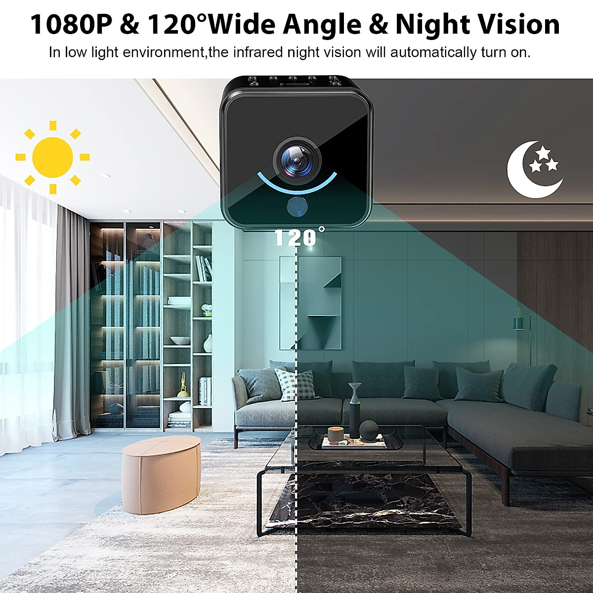 Femivo Mini Security Spy Camera Wireless WiFi Surveillance Camera for Home HD 1080P with Phone App Motion Detection IR Night Vision for Home Office Indoor with 32GB Micro SD Card