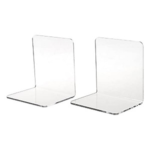 PRVDV Adjustable Bookends 2Pcs Clear Acrylic Bookends L-Shaped Desk Organizer Desktop Book Holder School Stationery Office Decorative Accessories