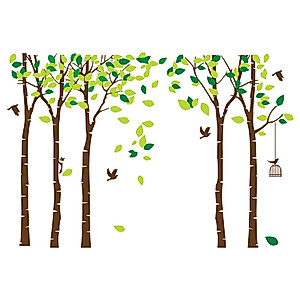 ANBER Giant Jungle Tree Wall Decal Removable Vinyl Sticker Mural Art Bedroom Nursery Baby Kids Rooms Wall Décor (Brown and Green)