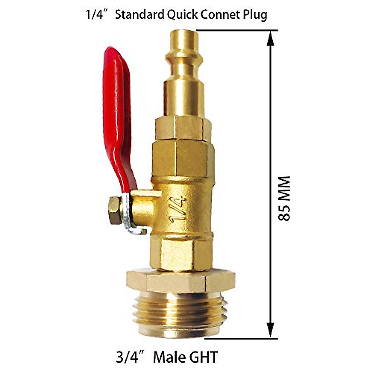 Lomodo Winterize Blowout Adapter Winterizing Tool with 1/4" Quick Connect Plug and 3/4" Garden Hose Threading, Brass Quick Fitting with Ball Valve for Blowing Out Water to Winterize Water Lines