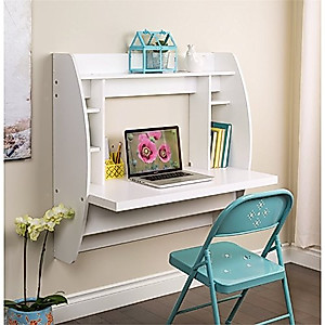 Prepac Floating Desk with Storage, White