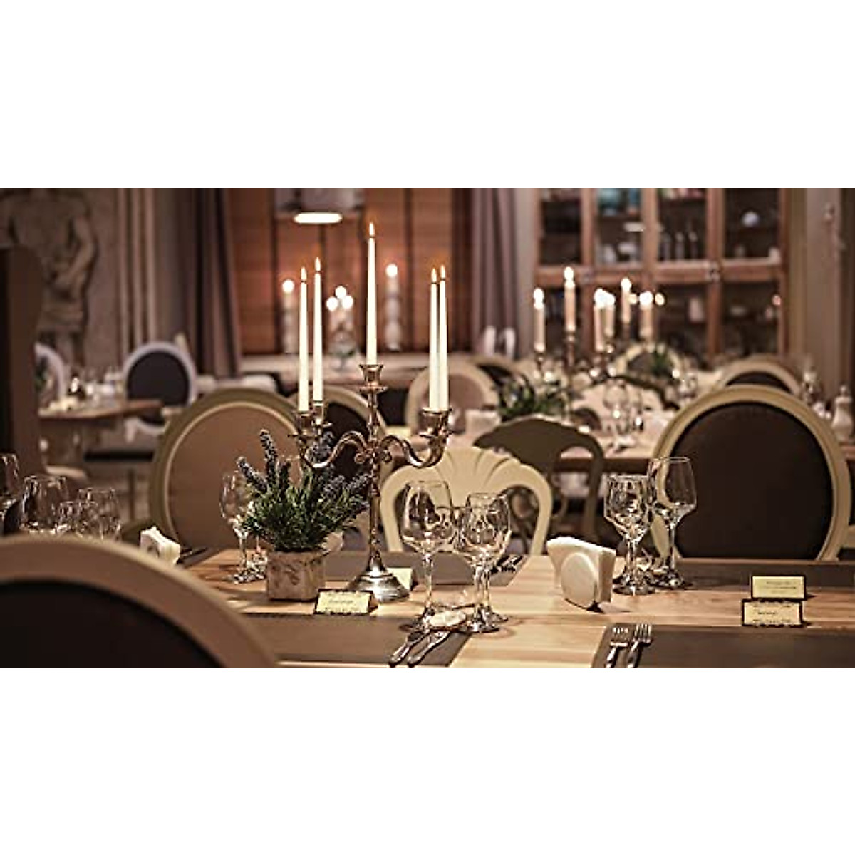 12 Pack Tall Taper Candles - 10 Inch Ivory Dripless, Unscented Dinner Candle - Paraffin Wax with Cotton Wicks - 8 Hour Burn Time