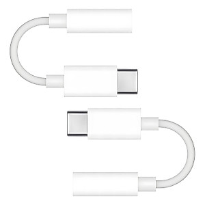 [2 Packs] USB Type C to 3.5mm Female Headphone Jack Adapter, USB C to Aux Audio Dongle Cable Cord Compatible with Galaxy S22 S21 S20 S10 S9 Plus/Ultra, Note 10, iPad Pro, MacBook, Pixel (White)