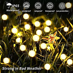 BOBOBOX Super Bright Solar Powered Firefly Lights, Starburst Swaying Lights Vibrant Solar Garden Lights, Firefly Outdoor Waterproof Lights for Yard Patio Landscape Decoration, Warm White (8 LED-2pack)