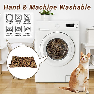 FLYSTAR Cat Bed Mat for Indoor Cats - Self Warming Leopard Cute Cat Bed Mat, Soft Warm Washable Self Heating Cat Bed Pad for Small, Medium, Large Cats & Puppies(15.7"*19.7")