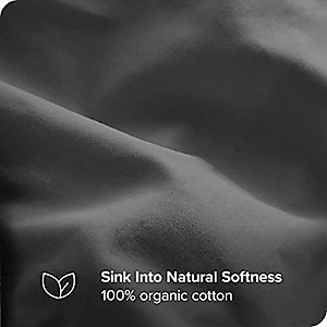 Bare Home 100% Organic Cotton Twin/Twin Extra Long Duvet Cover Set - Crisp Percale Weave - Lightweight & Breathable - Cooling Duvet Cover Set (Twin/Twin XL, Grey)