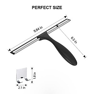 SetSail Shower Squeegee for Glass Door Stainless Steel Window Squeegee All-Purpose Heavy-Duty Bathroom Squeegee for Shower Glass Door and Tile Cleaning Non-Slip Handle 10 Inches