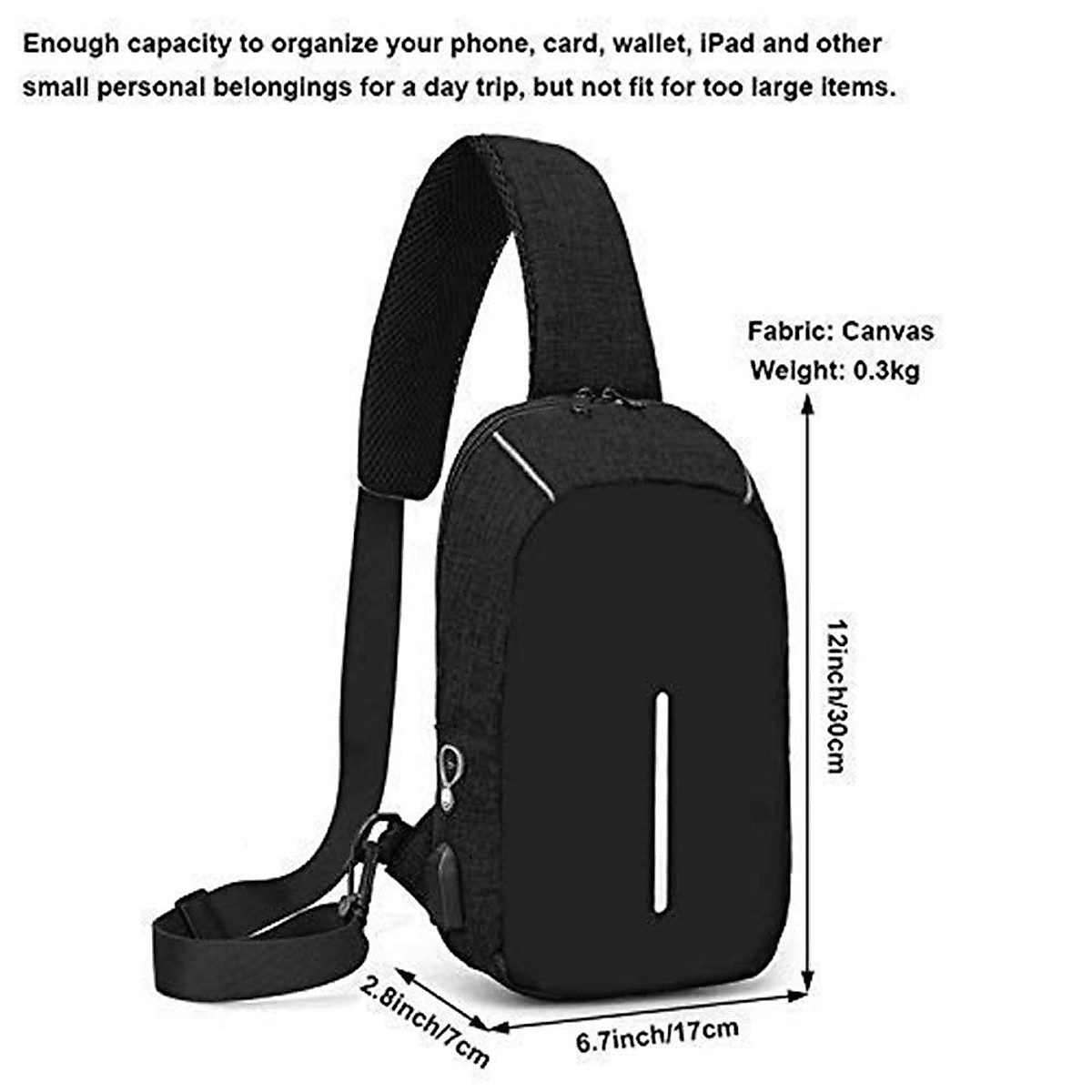 Sling Bag Crossbody Anti Theft Chest Backpack Shoulder Bag Lightweight Shoulder Slim Multipurpose Bag with USB Charging Port