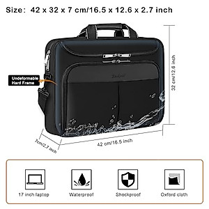 Enkinil Laptop Bag, 17 inch Waterproof Protective Messenger Briefcase Bag with Adjustable Shoulder Strap, Multifuntional Shoulder bag for Men Women Travel/Business(Black)