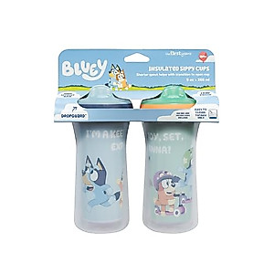 The First Years Bluey Insulated Sippy Cups - Dishwasher Safe Spill Proof Toddler Cups - Ages 12 Months and Up - 9 Ounces - 2 Count