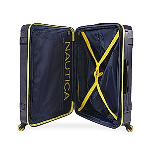 Nautica Maker Hardside Spinner Luggage, Navy/Yellow, Checked-Large 29-Inch