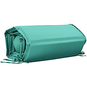 DHHU Foldable Chaise 2-Piece Sofa Set, Patio Wicker Sun Lounger with Removable Bolster Pillow, Green Cushion, Blue