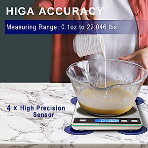 hito Food Scale, 22lb Digital Kitchen Scale Weight Grams and oz, Waterproof，for Weight Loss, Cooking and Baking, 1g/0.1oz Precise Graduation, Ash Silver